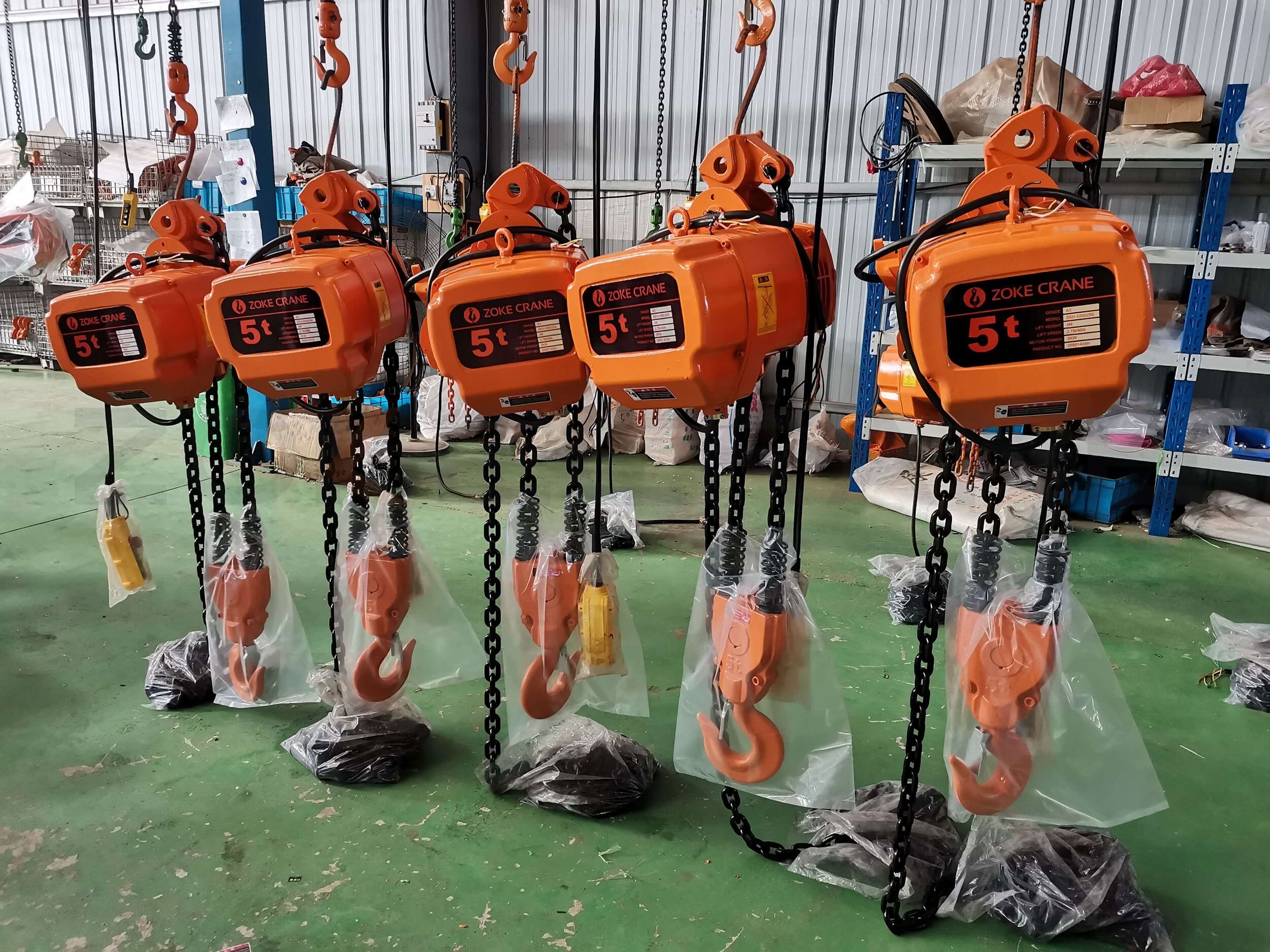 5 sets 5t floor mounted jib crane with electric chain hoist delivery to ...